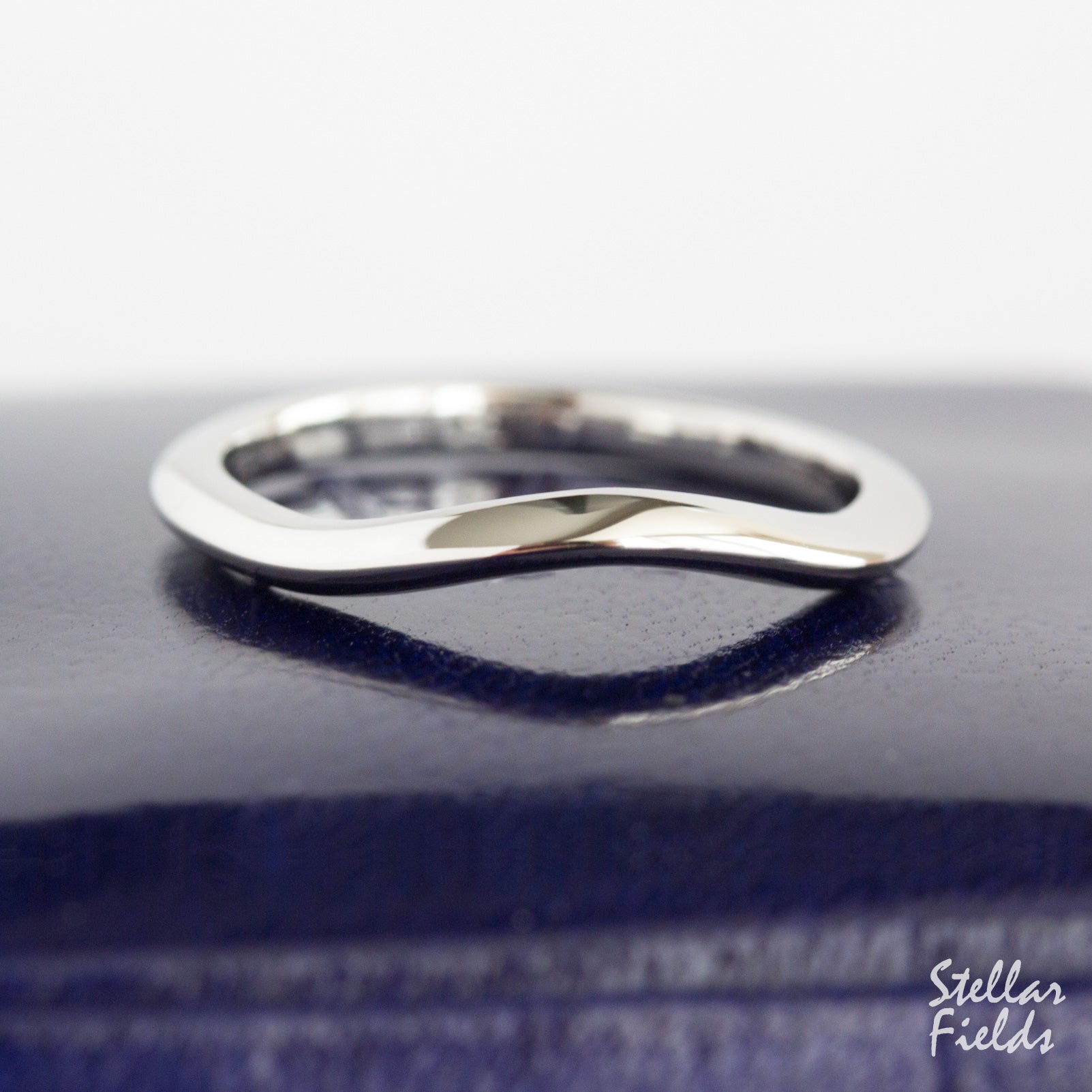 Contoured Wedding Band Curved Shadow Band Modern Fluid Knife Edge Ring ...