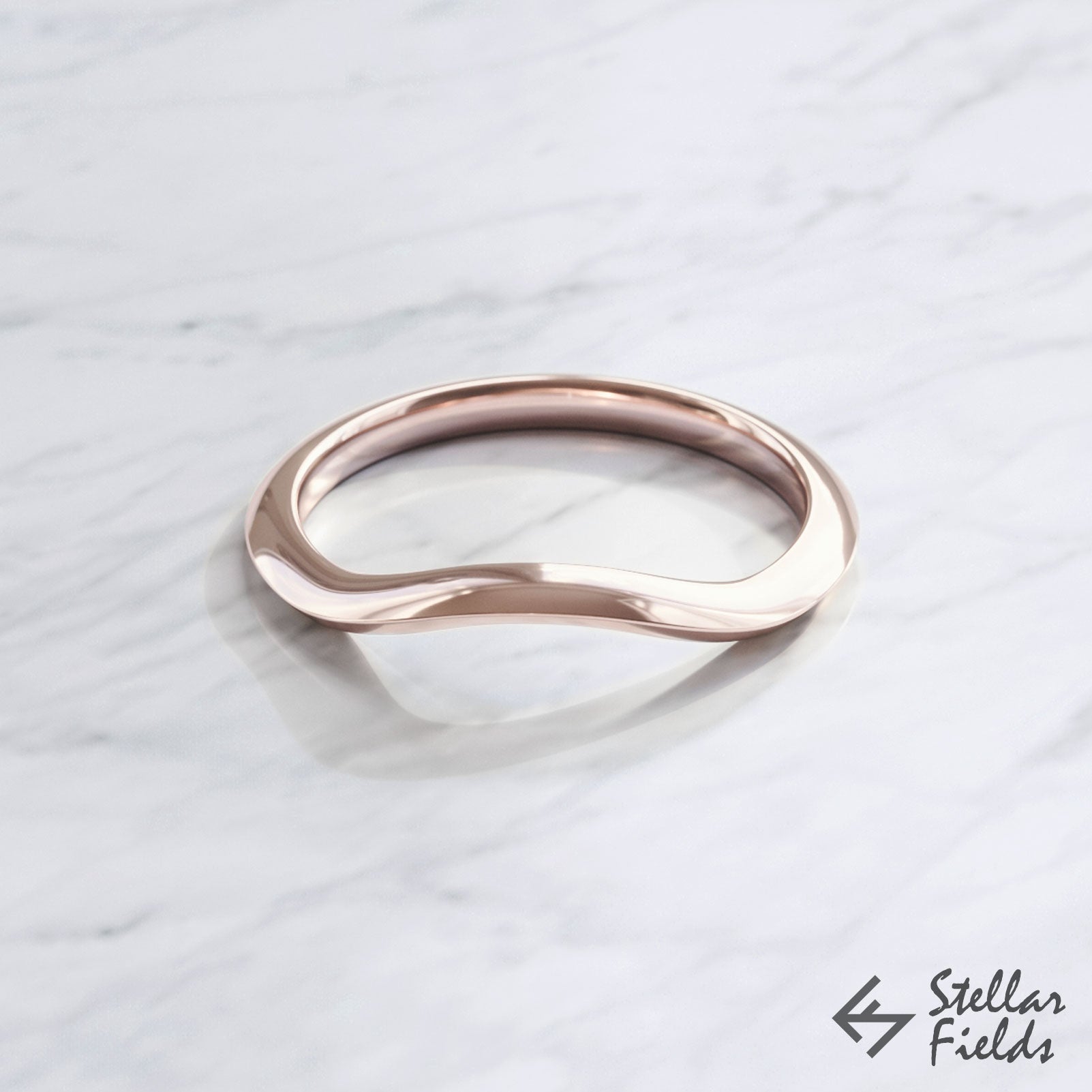 Contoured Wedding Band Curved Shadow Band Modern Fluid Knife Edge Ring ...